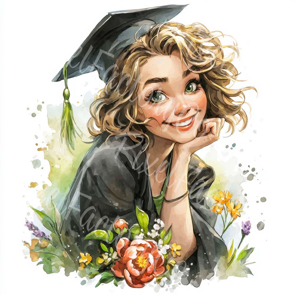 Graduation Girl Clipart Bundle: JPG Images for Planner Stickers ...
