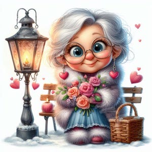 Valentine's Day Old Lady Clipart 12JPG Grandma in Love Valentine's Day ...