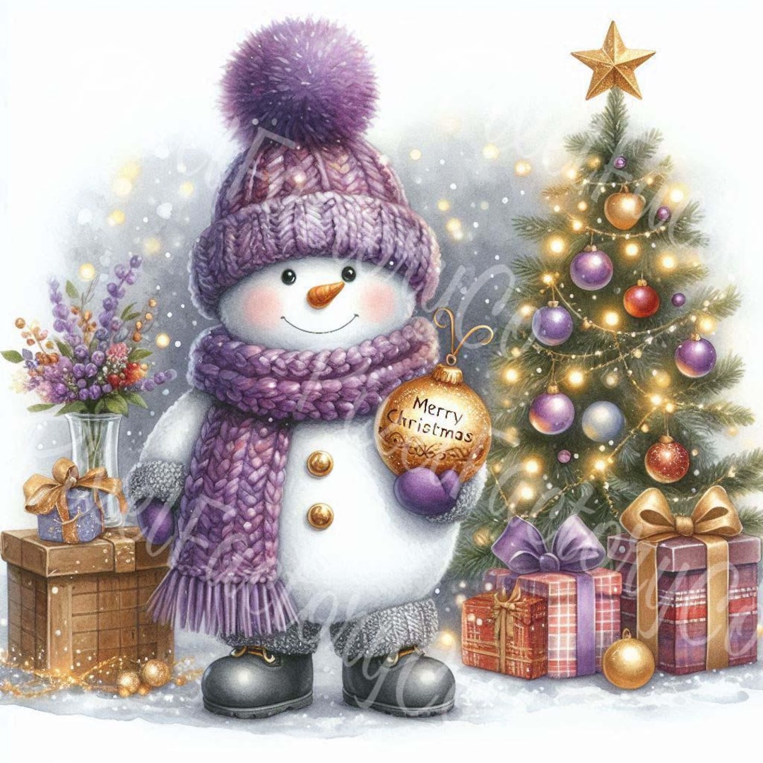 Christmas Snowman Clipart for Card Making, Cute Winter Holiday Digital ...