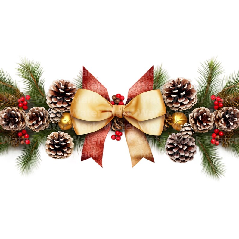 Watercolor Christmas Borders Clipart: Garland Designs (digital Download ...