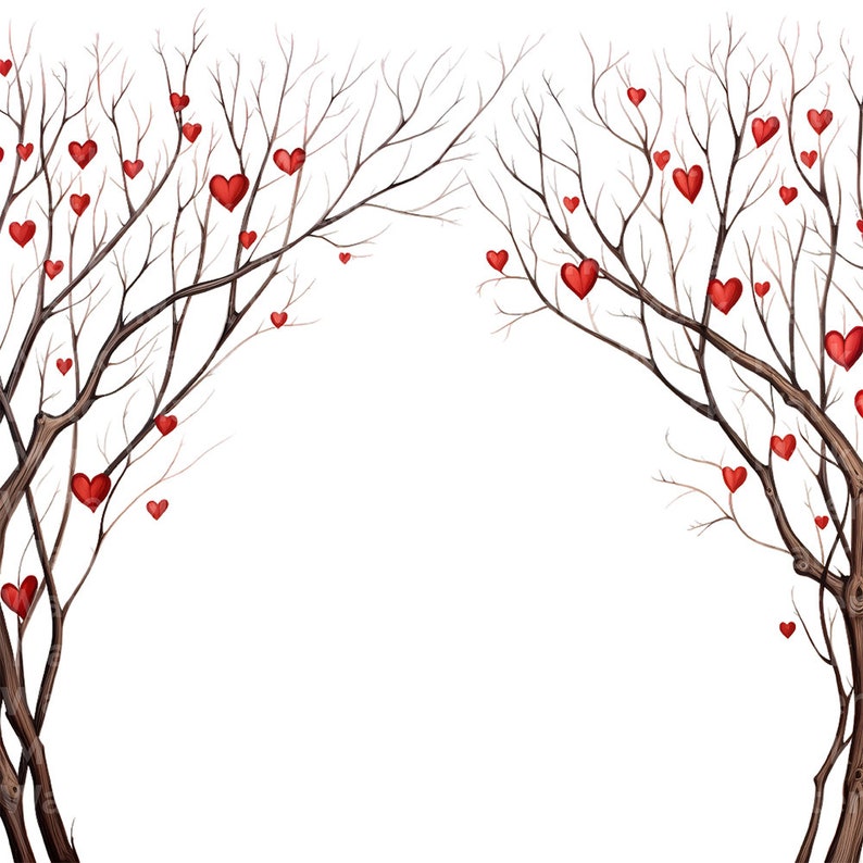 Valentine's Day Hearts Frame Clipart: Watercolor Style (digital ...