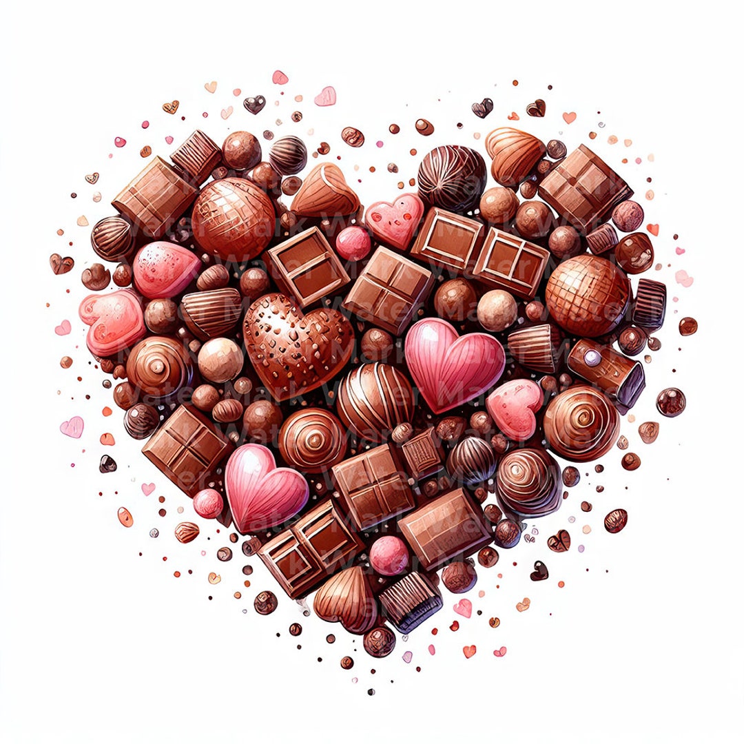 Valentine's Day Heart Clipart, 12 JPG, Digital Download, Chocolate ...