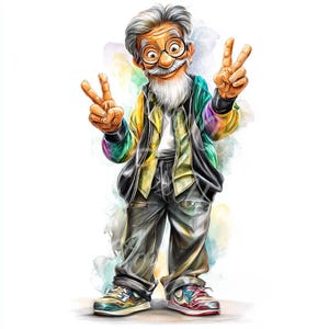 Funny Rap Grandpa Clipart Bundle: Hip Hop Old Man Digital Art (JPG ...