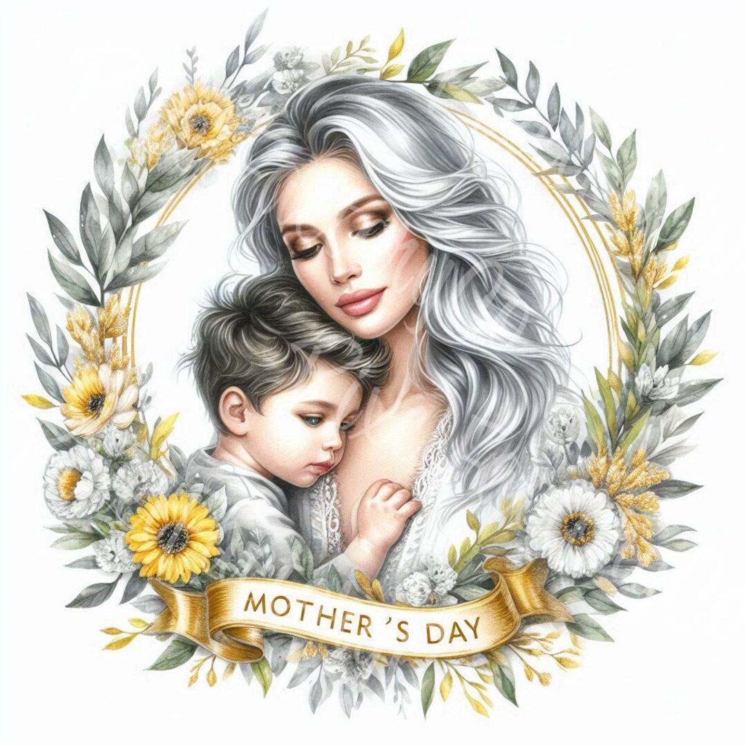 Mother’s Day Clipart Bundle Watercolor Mom and Child Floral Frames ...