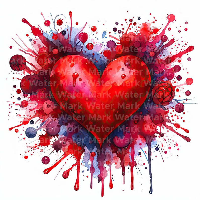 Valentine's Day Hearts Watercolor Clipart, 12 JPG, Digital Download ...