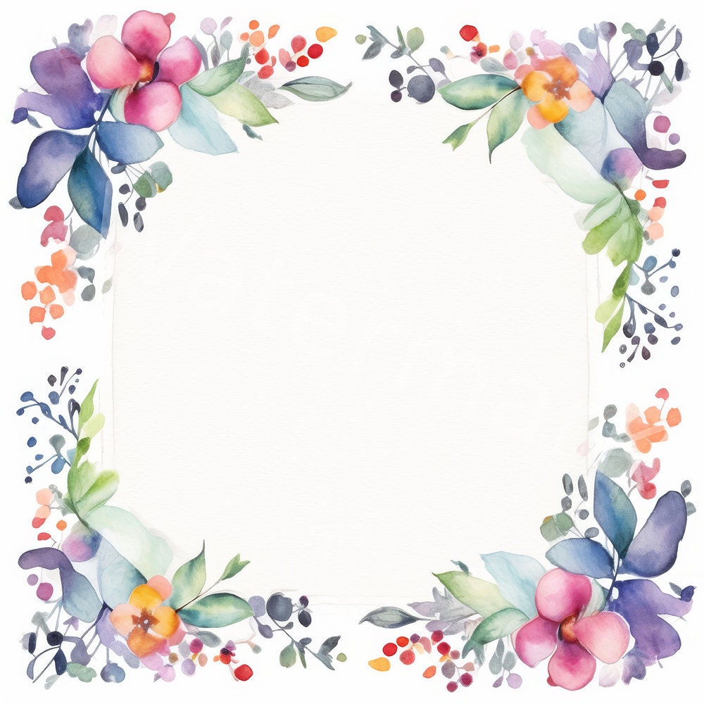 Watercolor Flower Frame Png