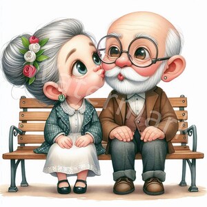Senior Couple in Love Clipart, 12 Jpg, Grandma and Grandpa, People ...