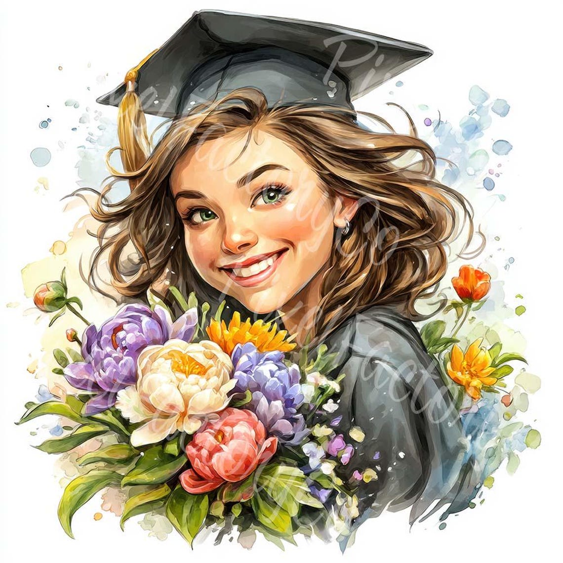 Graduation Girl Clipart Bundle: JPG Images for Planner Stickers ...