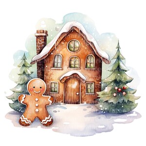 Watercolor Christmas Gingerbread House Clipart (digital Download) - Etsy