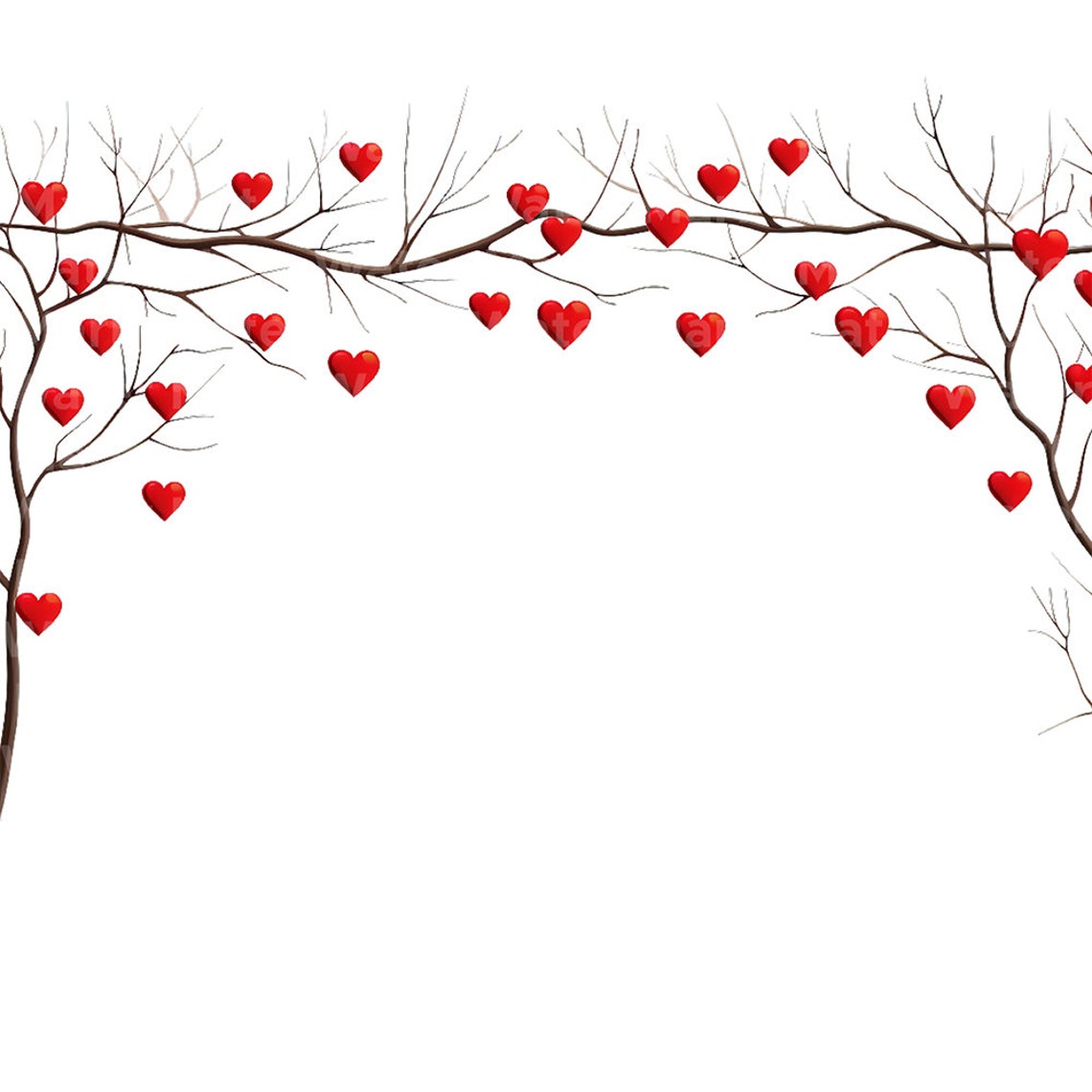 Valentine's Day Hearts Frame Clipart: Watercolor Card Making (digital ...