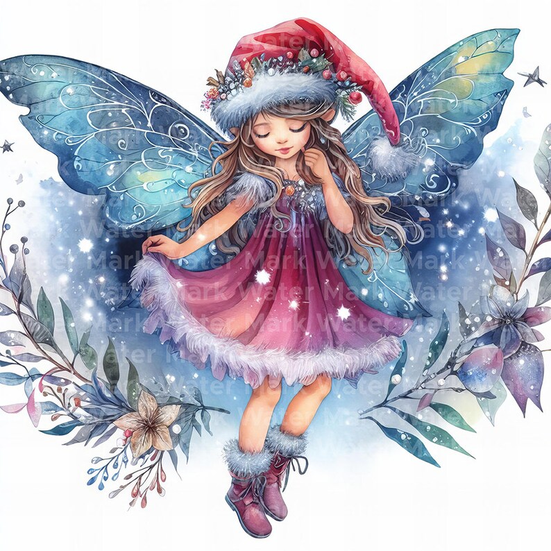 Christmas Fairy Clipart: Watercolor Winter Holiday JPG (digital ...