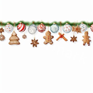 Christmas Borders Clipart: Gingerbread & Baubles Garlands (digital ...