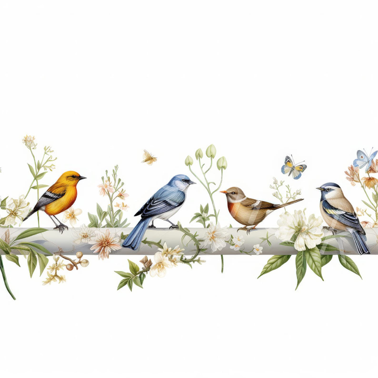 Watercolor Birds Border Clipart, 13 JPG, Digital Download, Digital ...