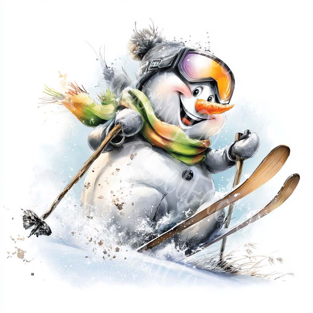 Watercolor Snowman Clipart Bundle: Winter Holiday Illustrations (JPG ...