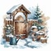 Winter Garden Clipart, 12 JPG, Winter Landscape, Snowy Garden, Digital ...