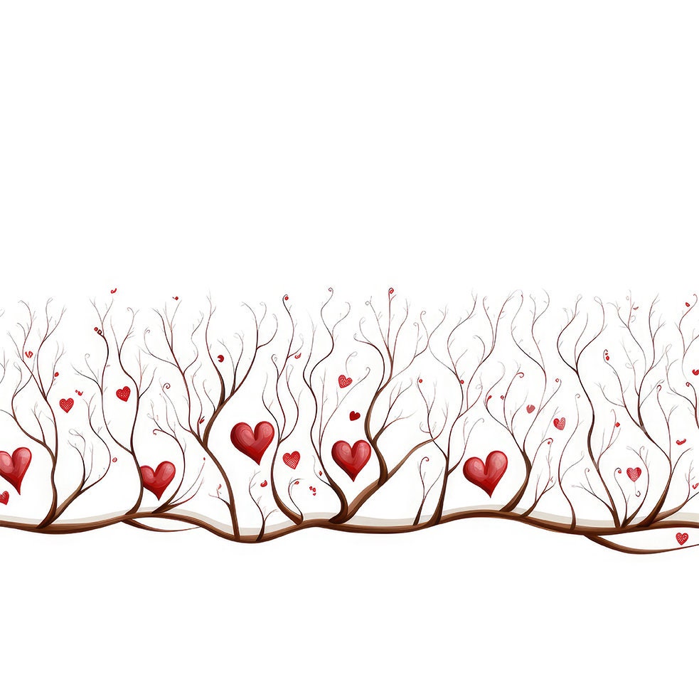 Watercolor Valentine's Day Heart Borders Clipart (digital Download) - Etsy