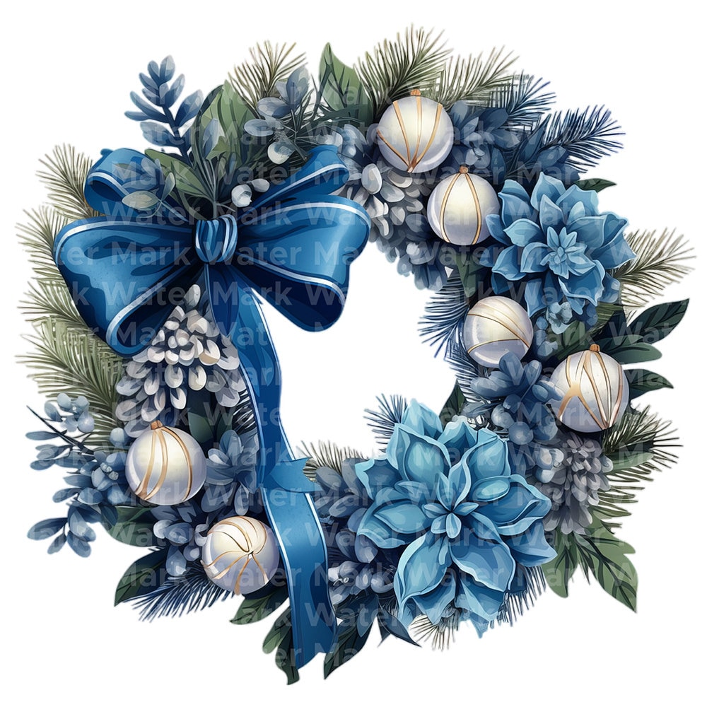 Christmas Wreath Clipart, 12 JPG, Watercolor Clipart, Junk Journal ...