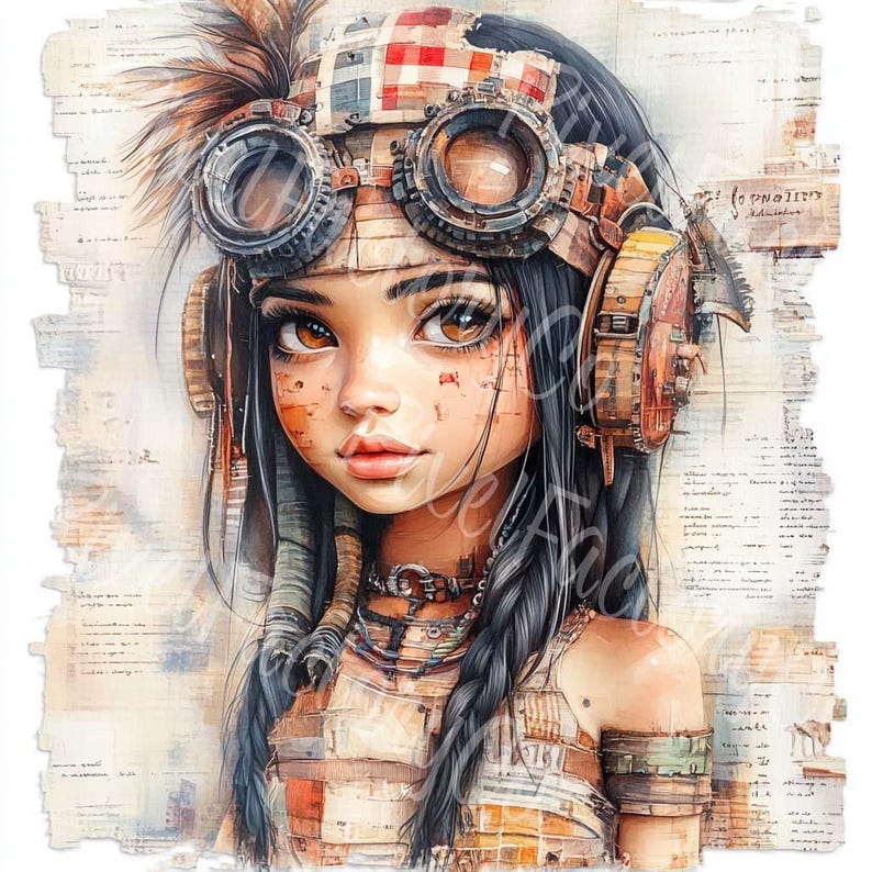 Steampunk Indian Girl Clipart, Vintage Style (digital Download) - Etsy