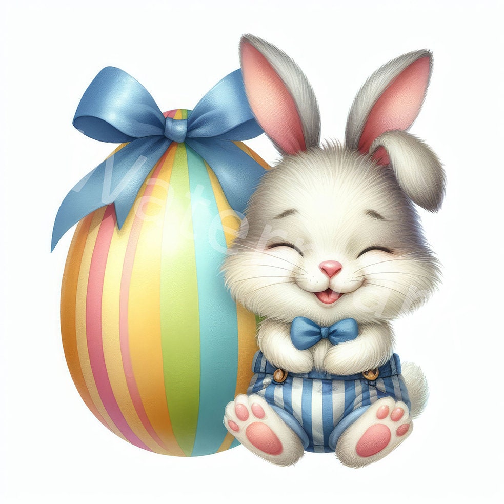 Easter Bunny Clipart, 12 JPG, Digital Download, Easter Eggs, Wall Art ...