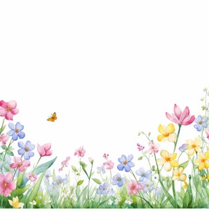 Border Spring Flowers Clipart, 12 JPG, Digital Download, Digital Paper ...