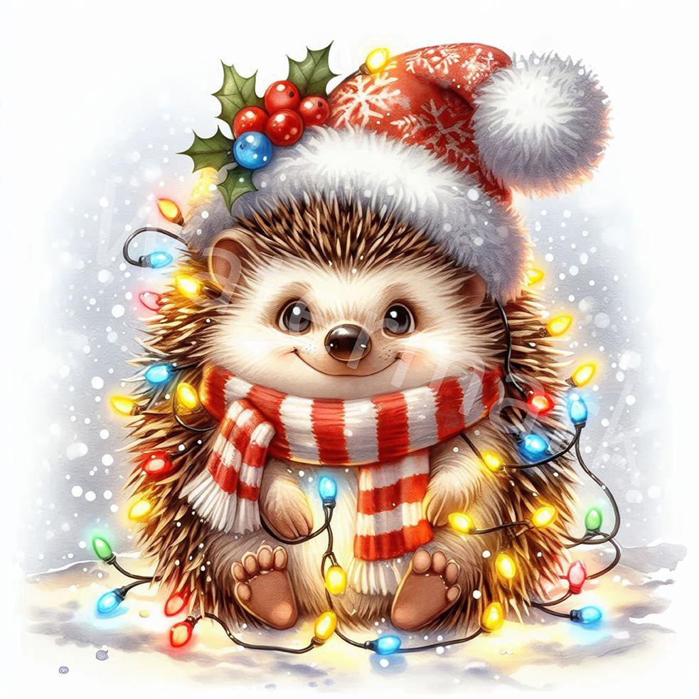 Christmas Hedgehog Clipart: Watercolor Animals (digital Download) - Etsy
