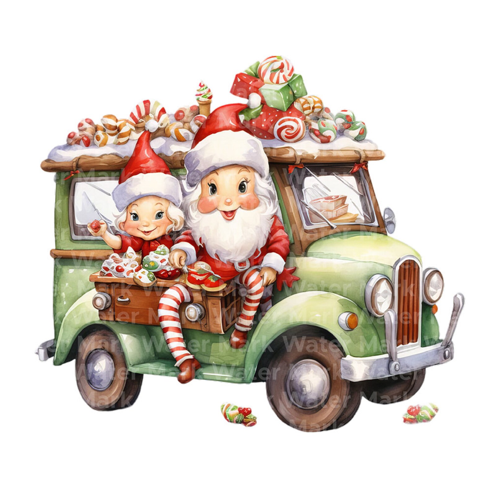 Christmas Gnomes Clipart, 10 JPG, Watercolor Clipart, Card Making ...