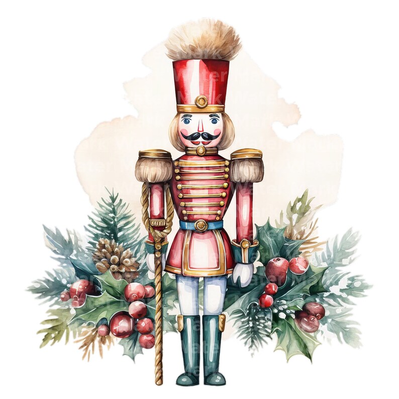 Watercolor Christmas Nutcracker Clipart: Holiday Card Making (digital ...