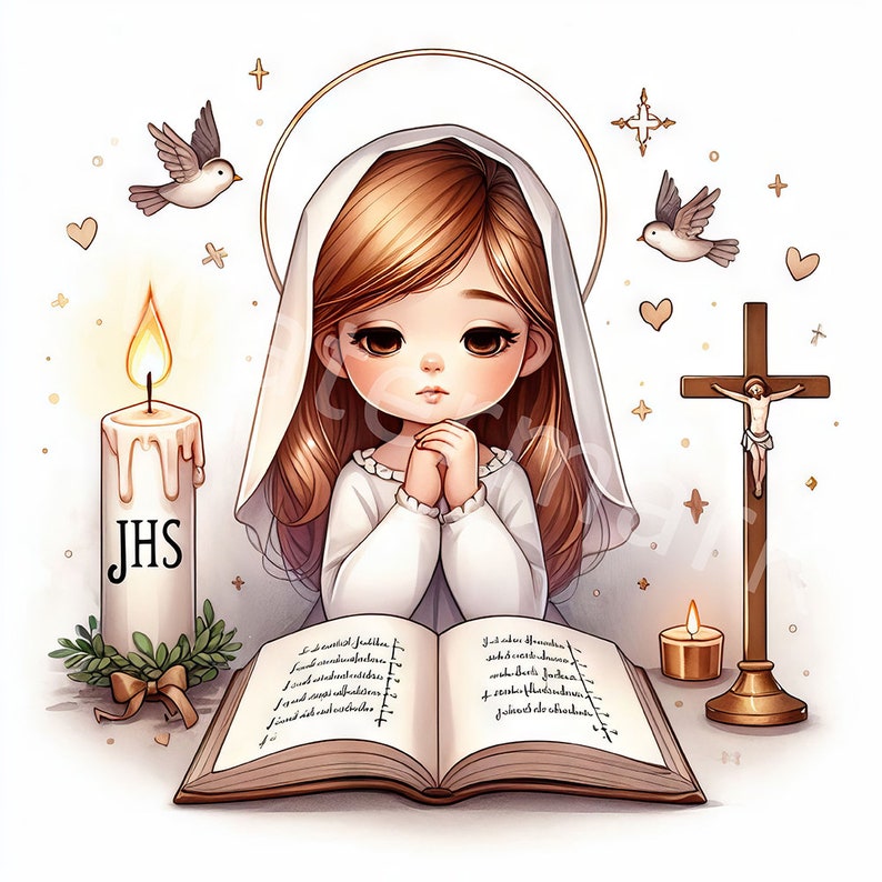 First Holy Communion Clipart: Watercolor Religious Graphics (digital ...