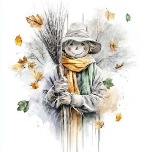 Fall Scarecrow Clipart: Autumn Harvest Art (digital JPG Download ...