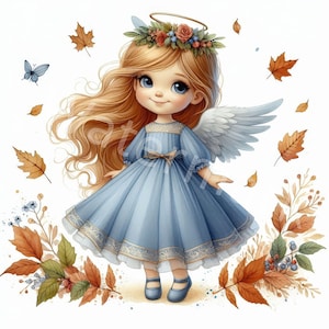 Autumn Angels Clipart, 11 JPG Digital Download Kids Illustration Angel ...