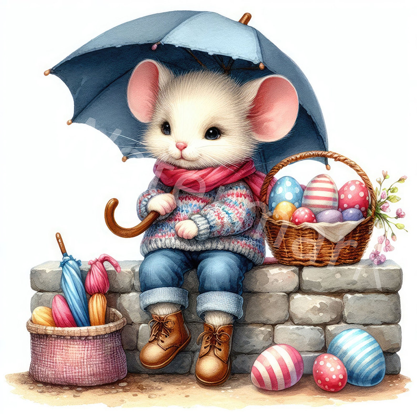 Easter Mouse Clipart, 12 JPG, Digital Download, Scrapbooks,junk Journal ...