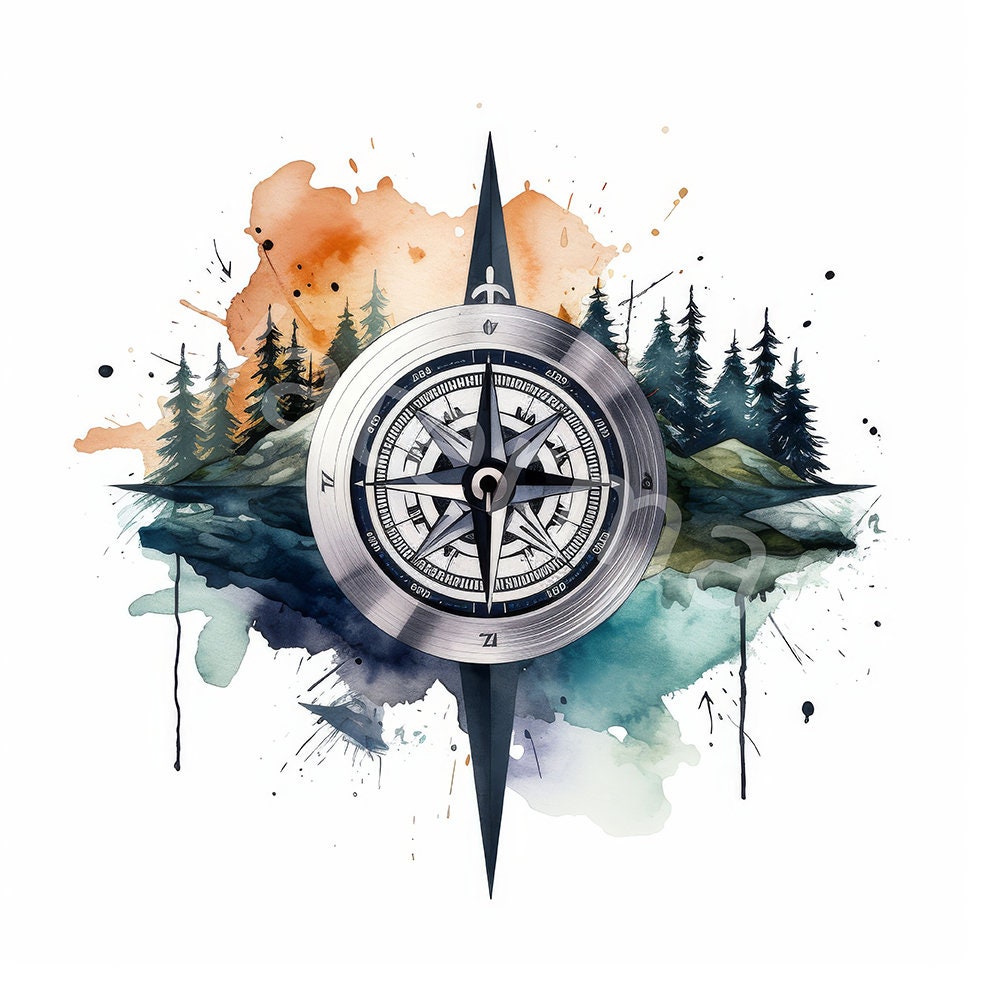 Watercolor Compass Clipart: 12 JPG Graphics (digital Download) - Etsy