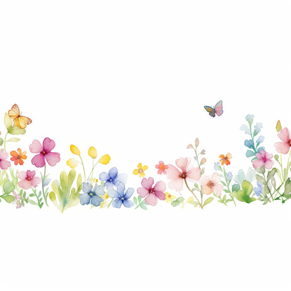 Border Spring Flowers Clipart, 12 JPG, Digital Download, Digital Paper ...