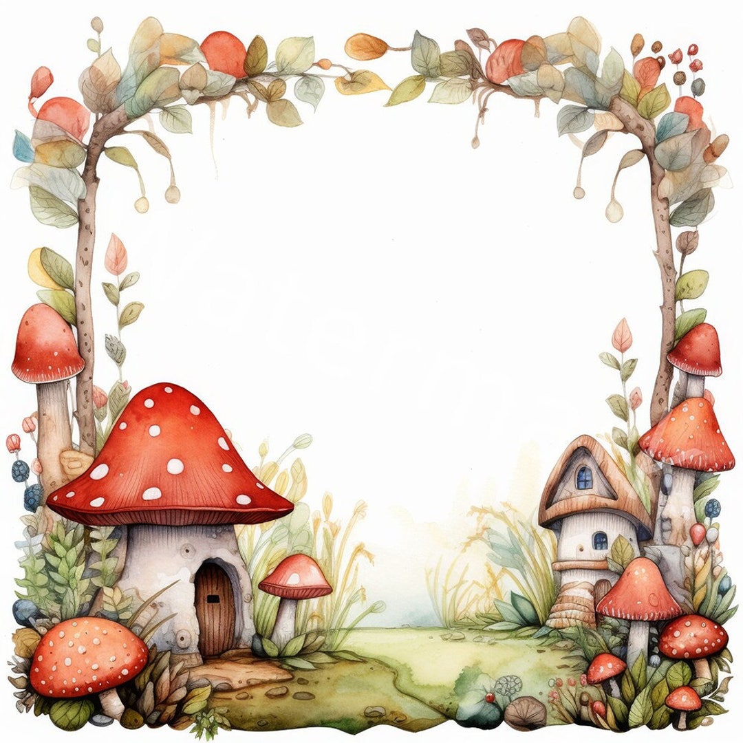 Mushroom Frames Clipart, 12 JPG, Digital Download, Digital Paper Craft ...