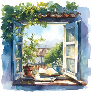 Summer Window Clipart, 12 JPG, Digital Download, Paper Crafts ...