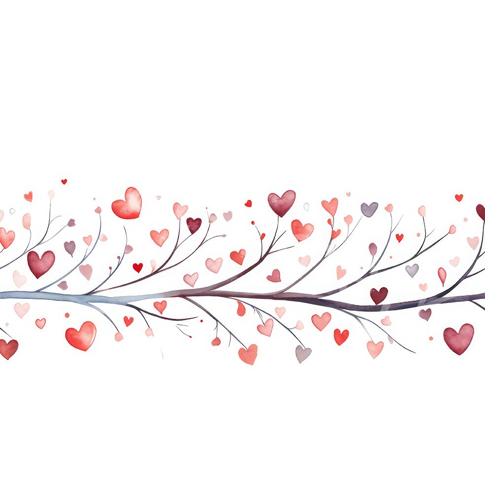 Watercolor Valentine's Day Heart Borders Clipart (digital Download) - Etsy