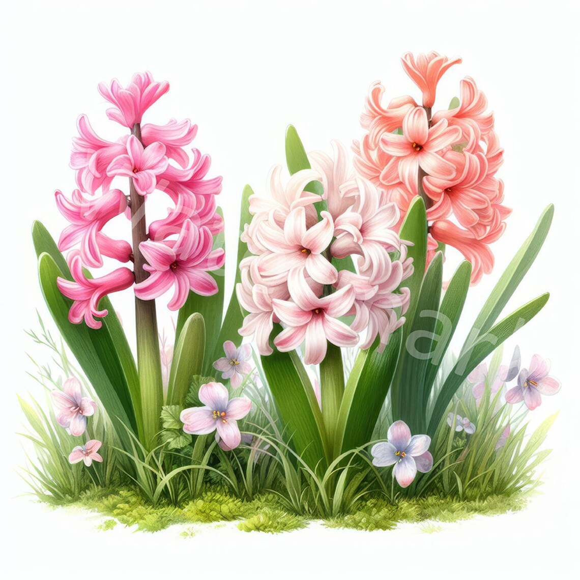 Watercolor Hyacinth Flowers Clipart: Digital Paper Craft (digital ...