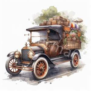 Watercolor Cars Clipart, 12 JPG, Digital Download, Vintage Car,wall Art ...