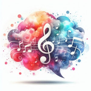 Watercolor Music Notes Clipart Treble Clef Clipart 12JPG Digital ...