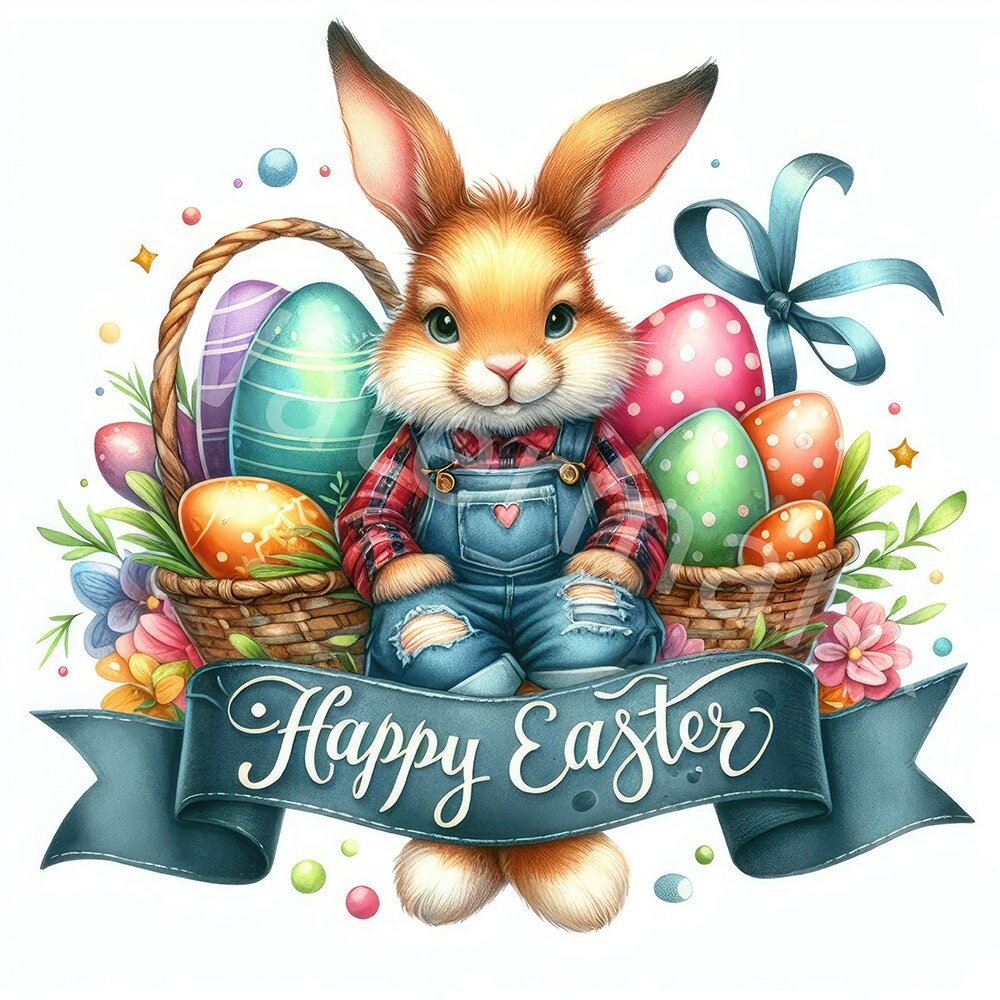 Happy Easter Clipart, 12 Jpg, Digital Download, Junk Journal, Easter ...