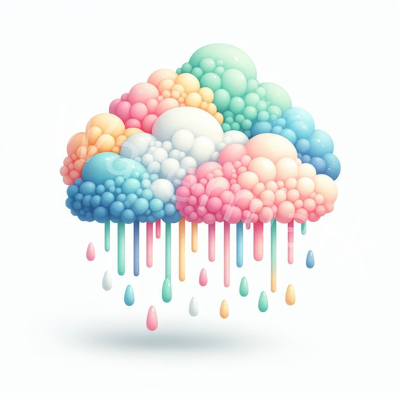 Watercolor Rainbow Clouds Clipart: Digital Planner Graphics (JPG ...