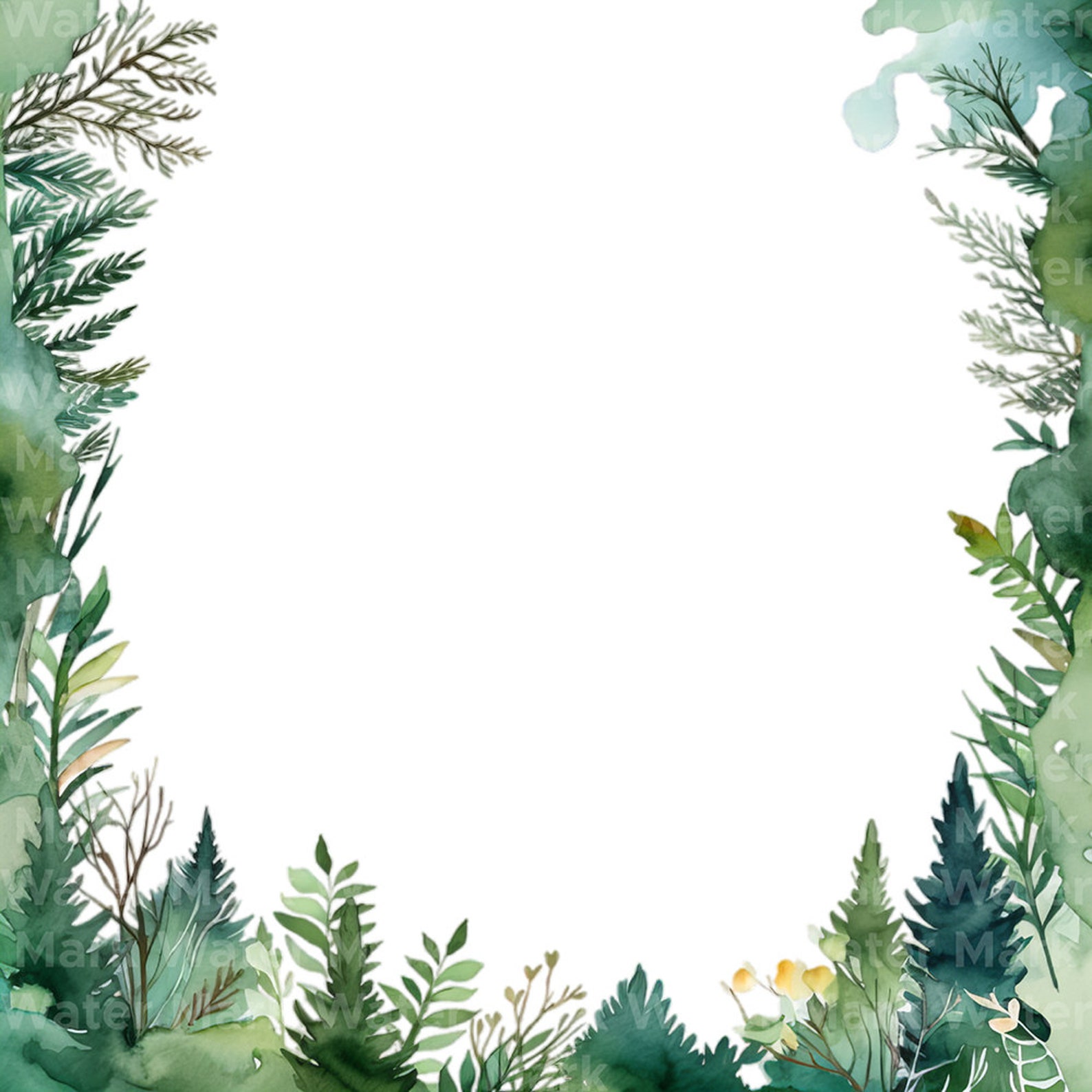 Watercolor Forest Frame Clipart, 10 JPG, Digital Paper Crafts, Frame ...