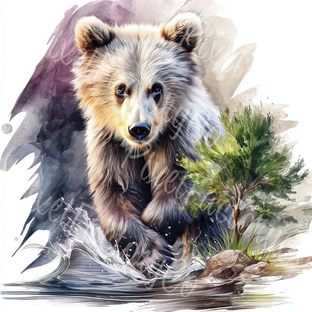 Watercolor Bear Clipart Bundle: Forest Animal Illustrations (JPG ...