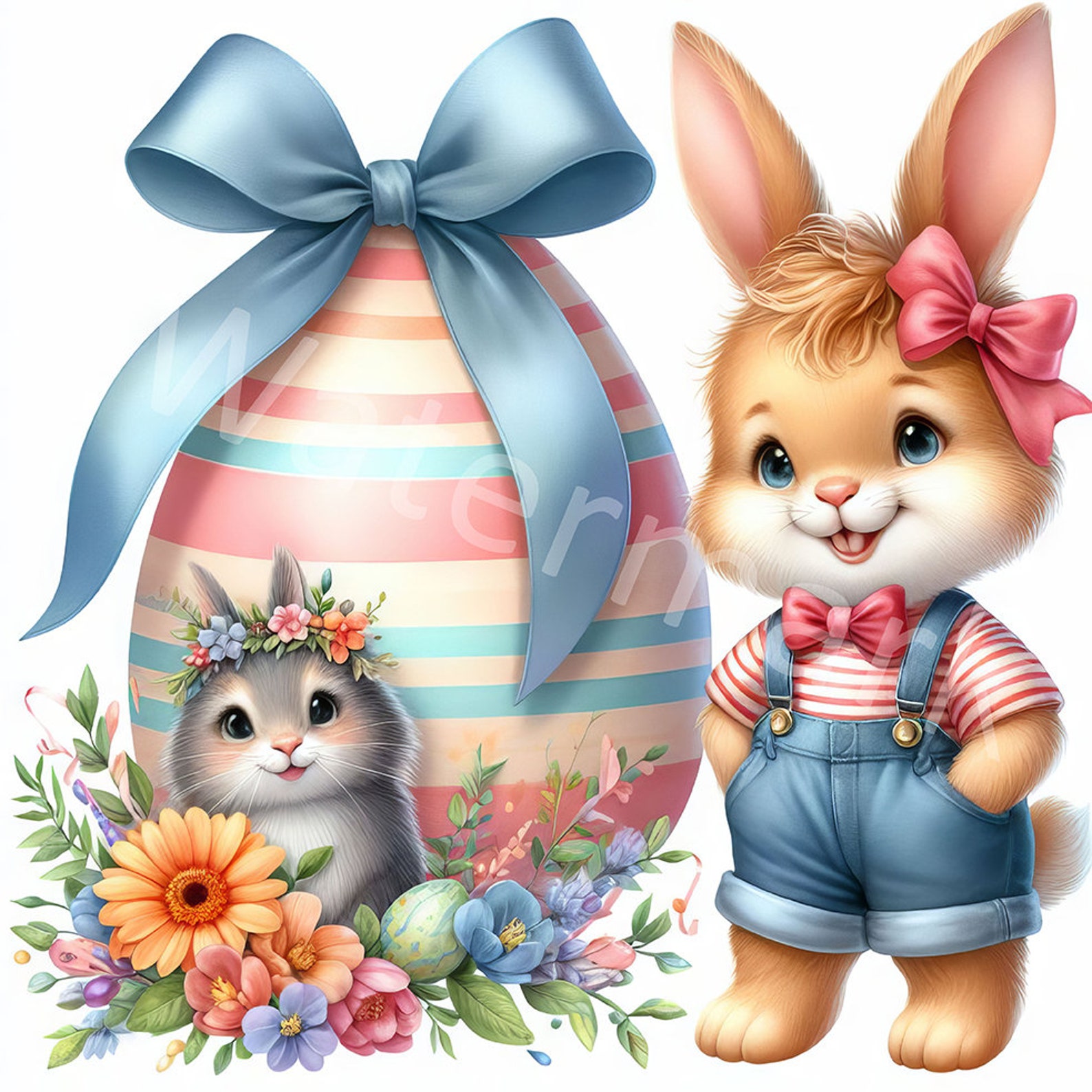 Easter Bunny Clipart, 12 JPG, Digital Download, Easter Eggs, Wall Art ...