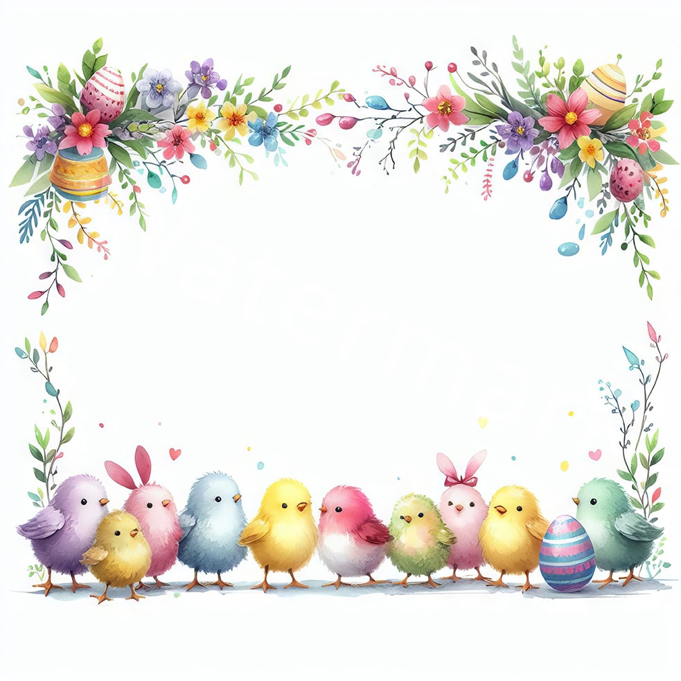 Easter Borders Watercolor Clipart, 11 JPG, Digital Download, Easter ...