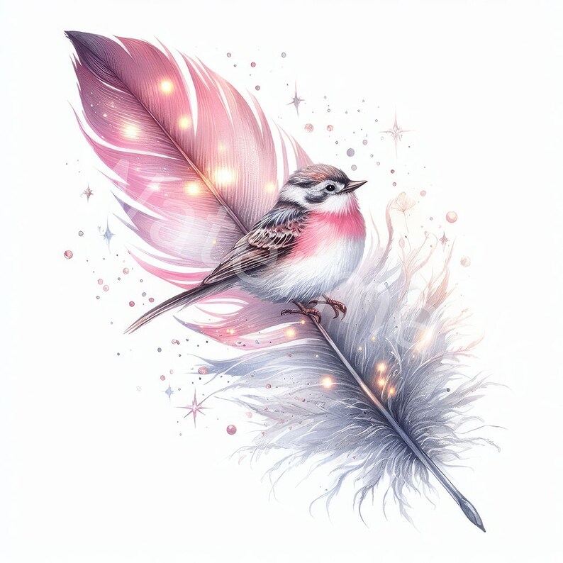 Bird Watercolor Clipart, 12 Jp, Digital Download, Bird Feather Clipart ...