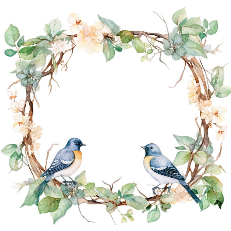 Watercolor Birds Frame Clipart, 10 JPG, Digital Paper Crafts, Frame ...