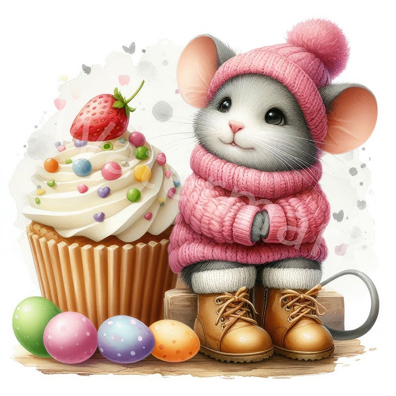 Easter Mouse Clipart, 12 JPG, Digital Download, Scrapbooks,junk Journal ...