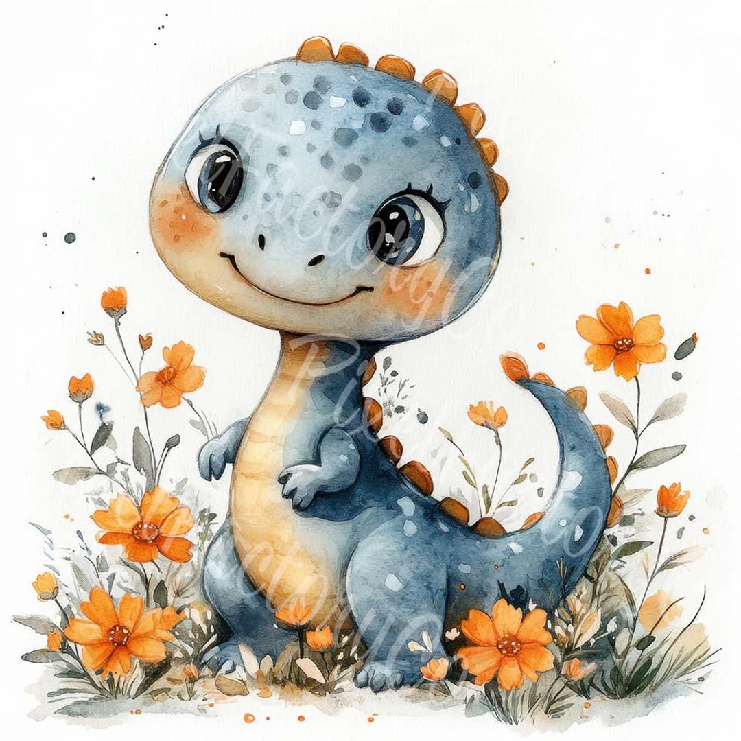 Cute Dinosaur Clipart Bundle Watercolor Baby Dino JPG Digital Files ...