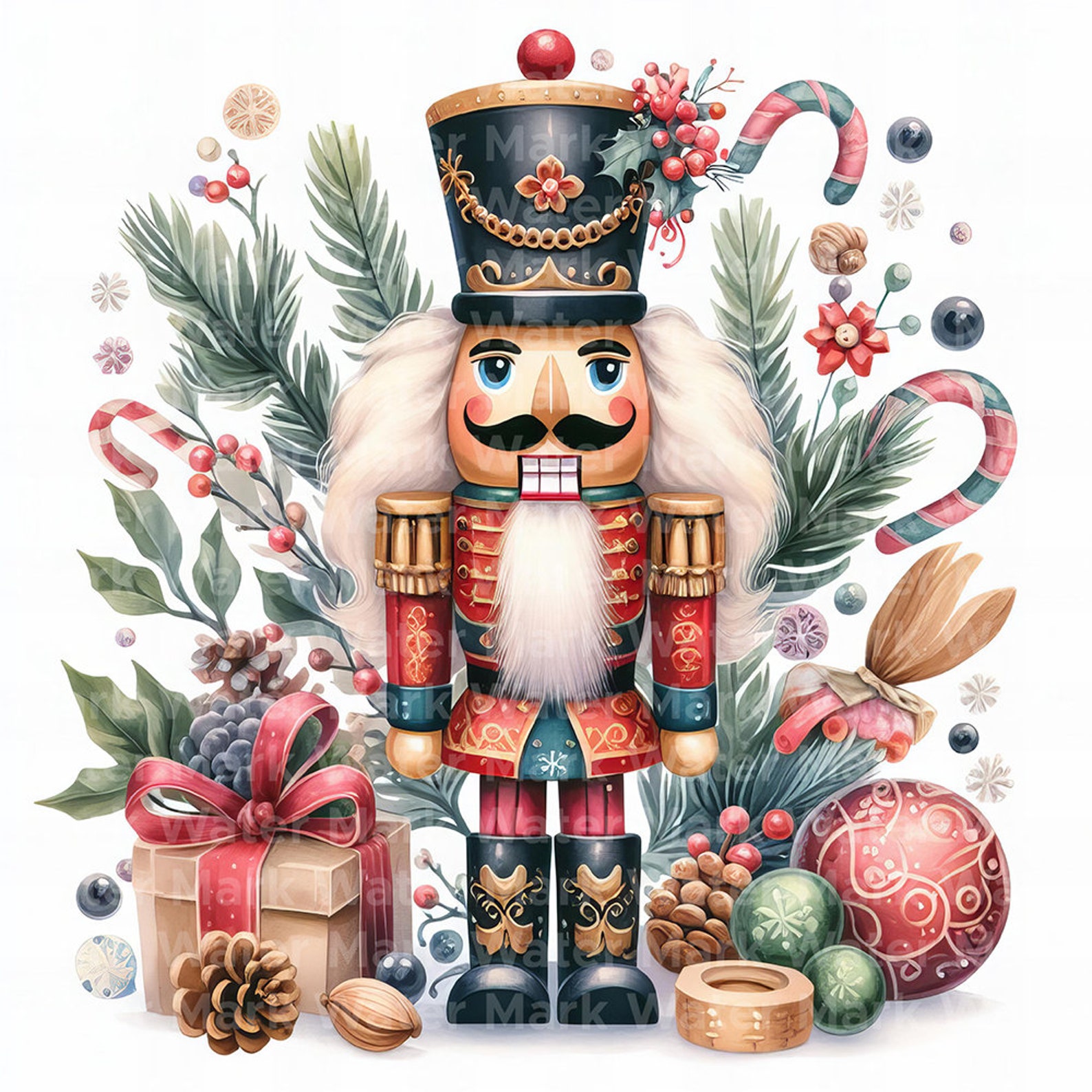 Watercolor Christmas Nutcracker Clipart: Holiday Card Making (digital ...